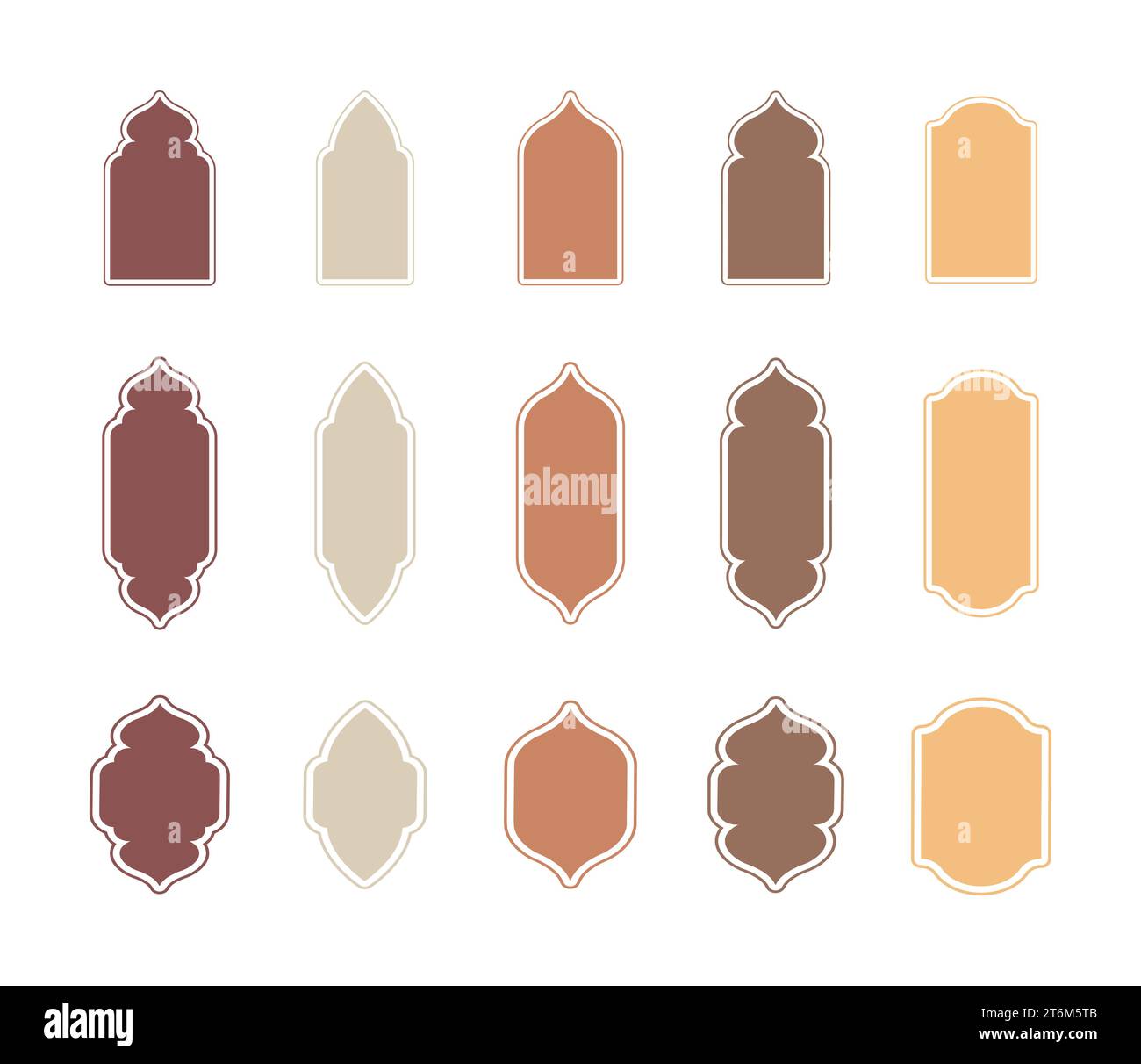 Islamic windows in oriental style. Set of arabic arches and doors in ...