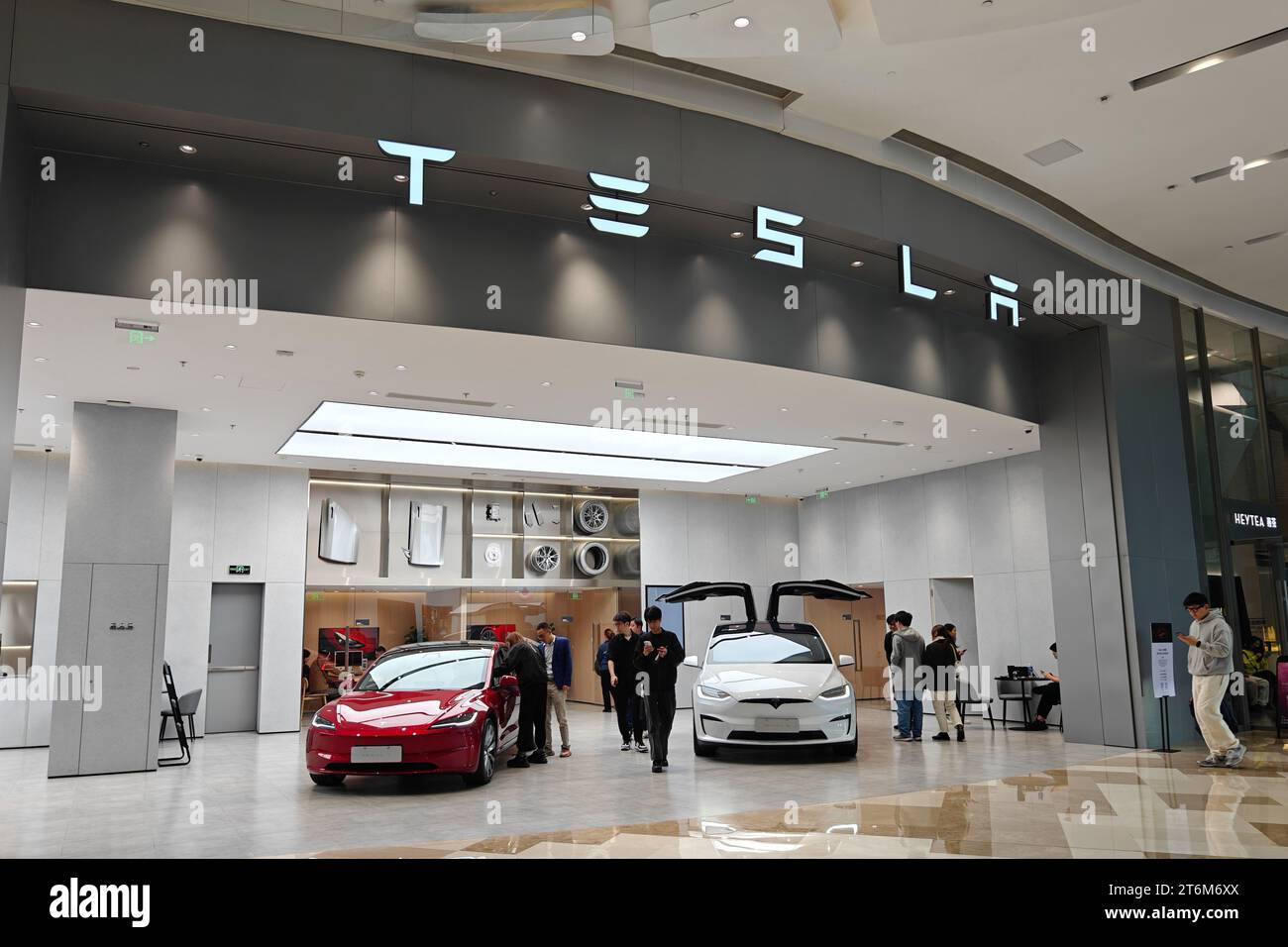 SHANGHAI, CHINA - NOVEMBER 11, 2023 - Customers shop at a Tesla new ...