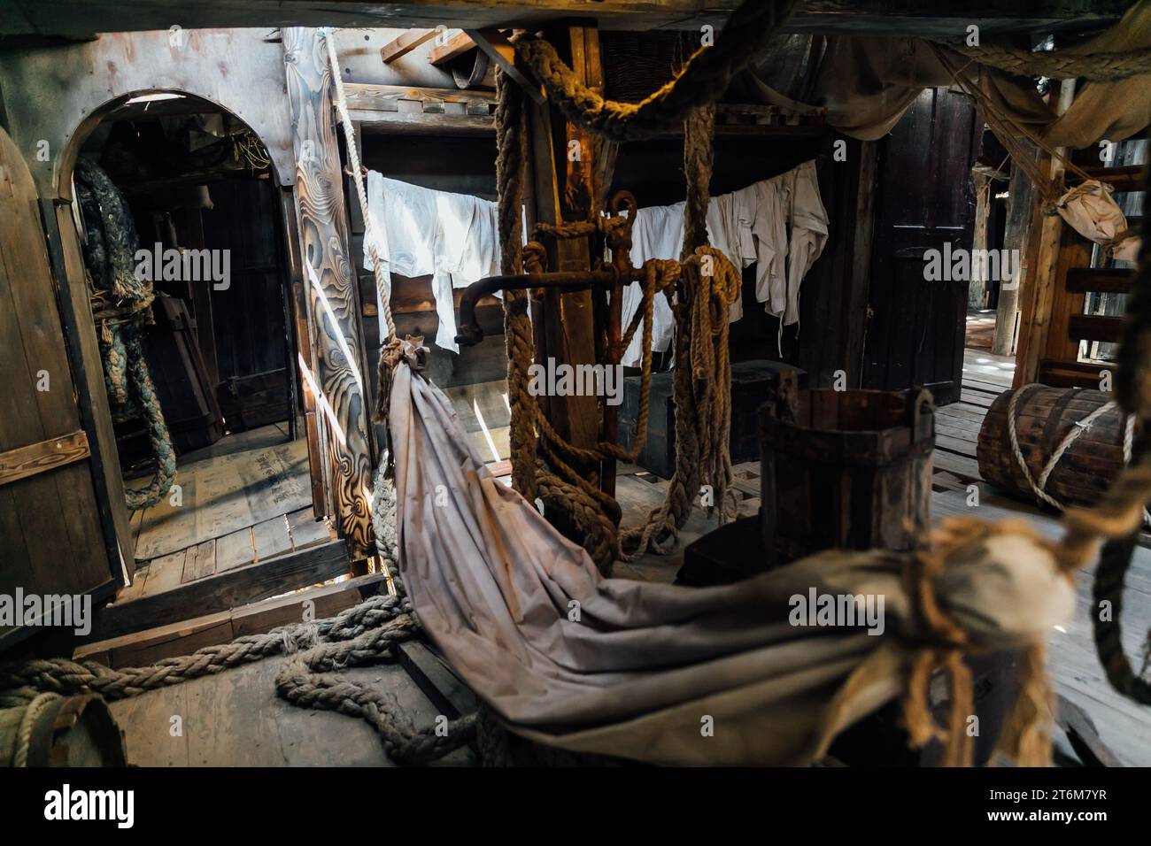 cabins of ancient ship pirates frigate sea voyage Stock Photo - Alamy