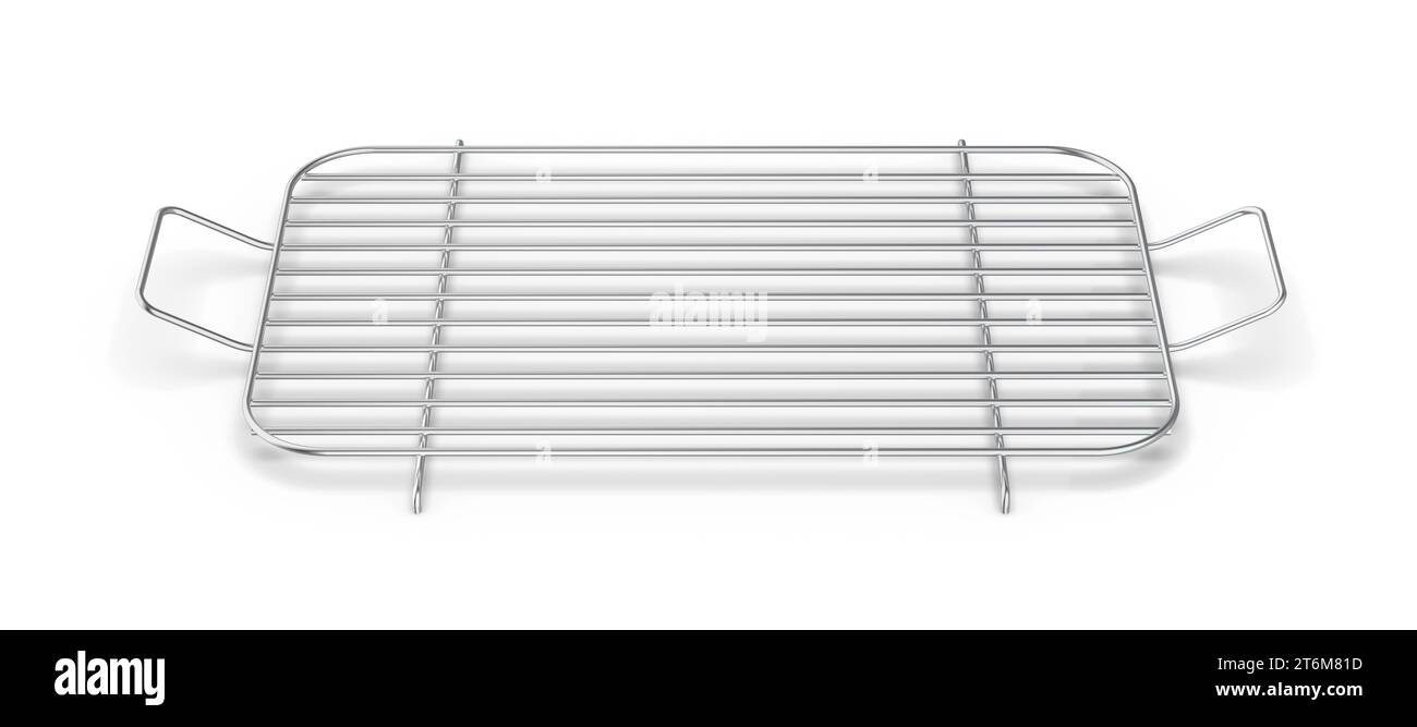 Empty metal grill rack with handles on white background Stock Photo - Alamy