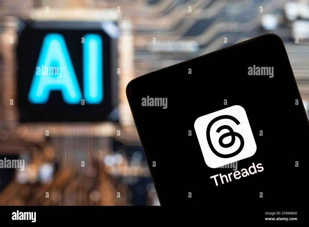 In this photo illustration, the online social media and social networking service operated by ...