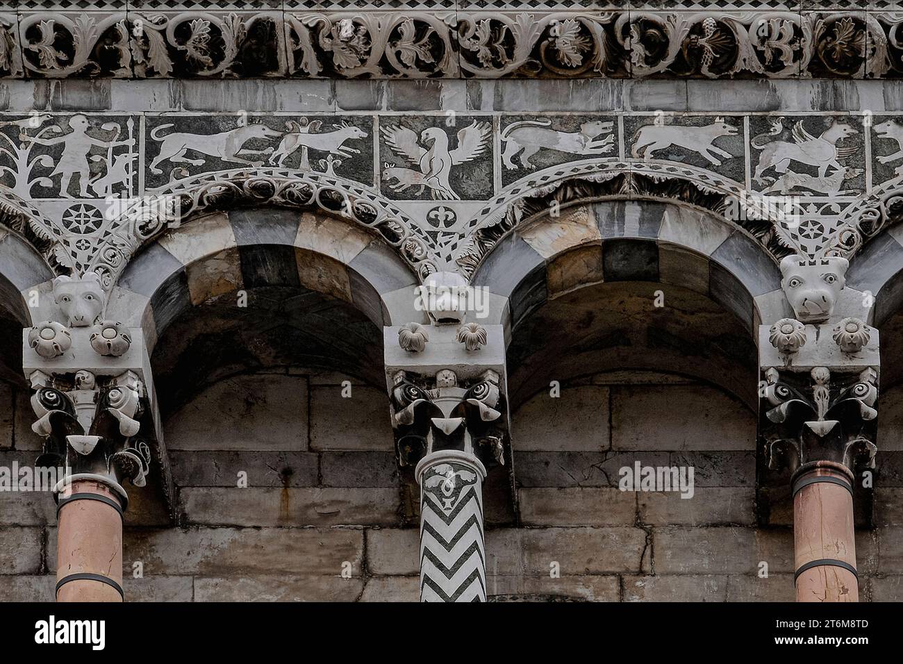 Medieval marble sculpture and inlaid marble, added in Pisan Romanesque ...
