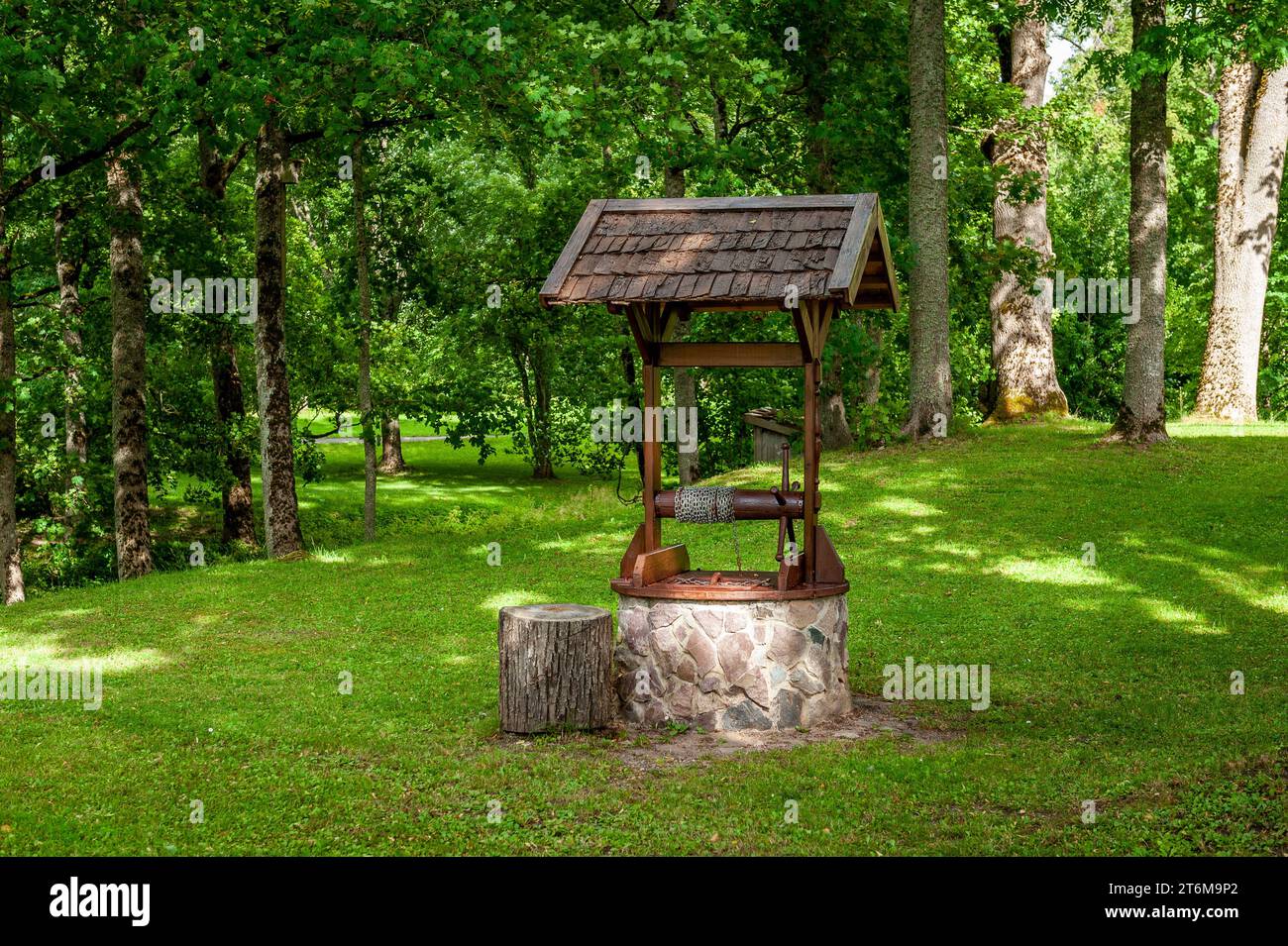 Old well water pump in garden. Stende Manor, Latvia Stock Photo - Alamy