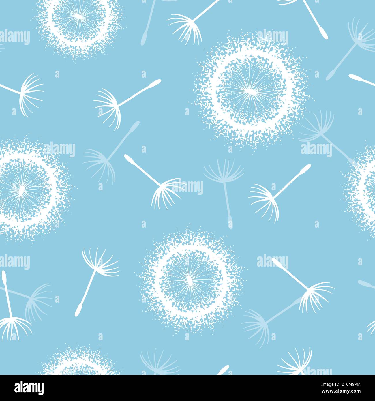 Seamless dandelion pattern. Vector floral background with flying seeds ...
