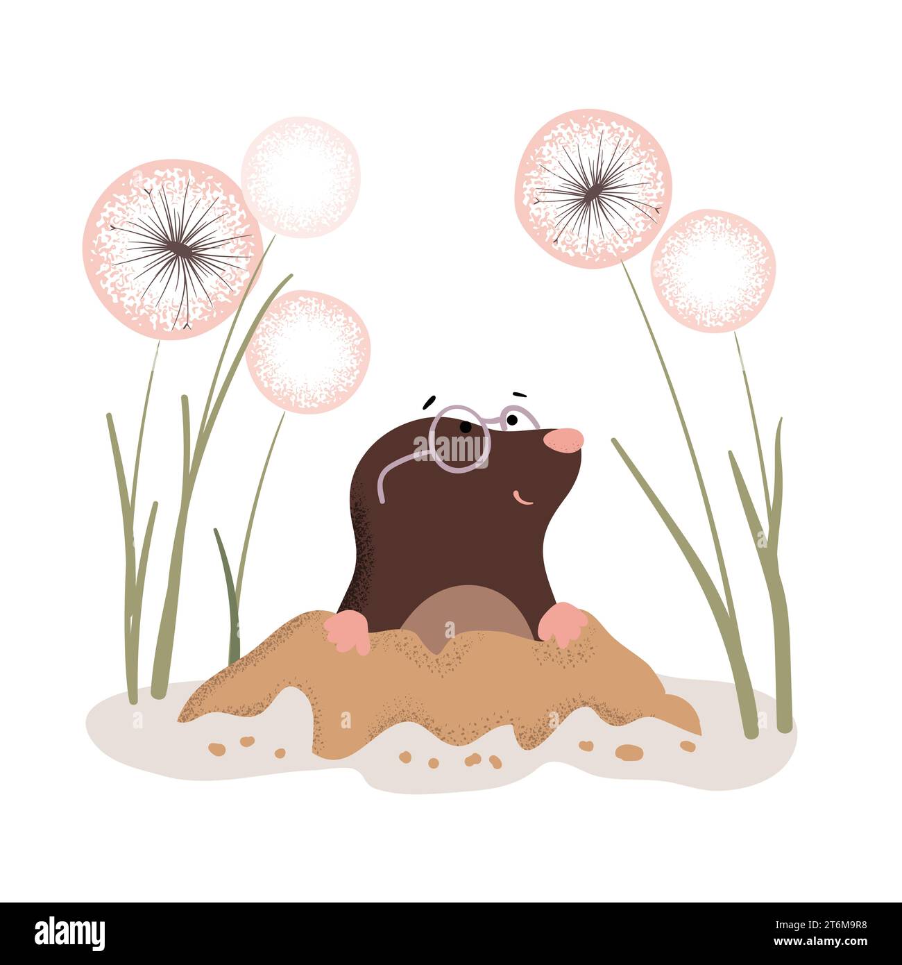 Cute baby mole come out of the hole. Vector cartoon illustration Stock ...