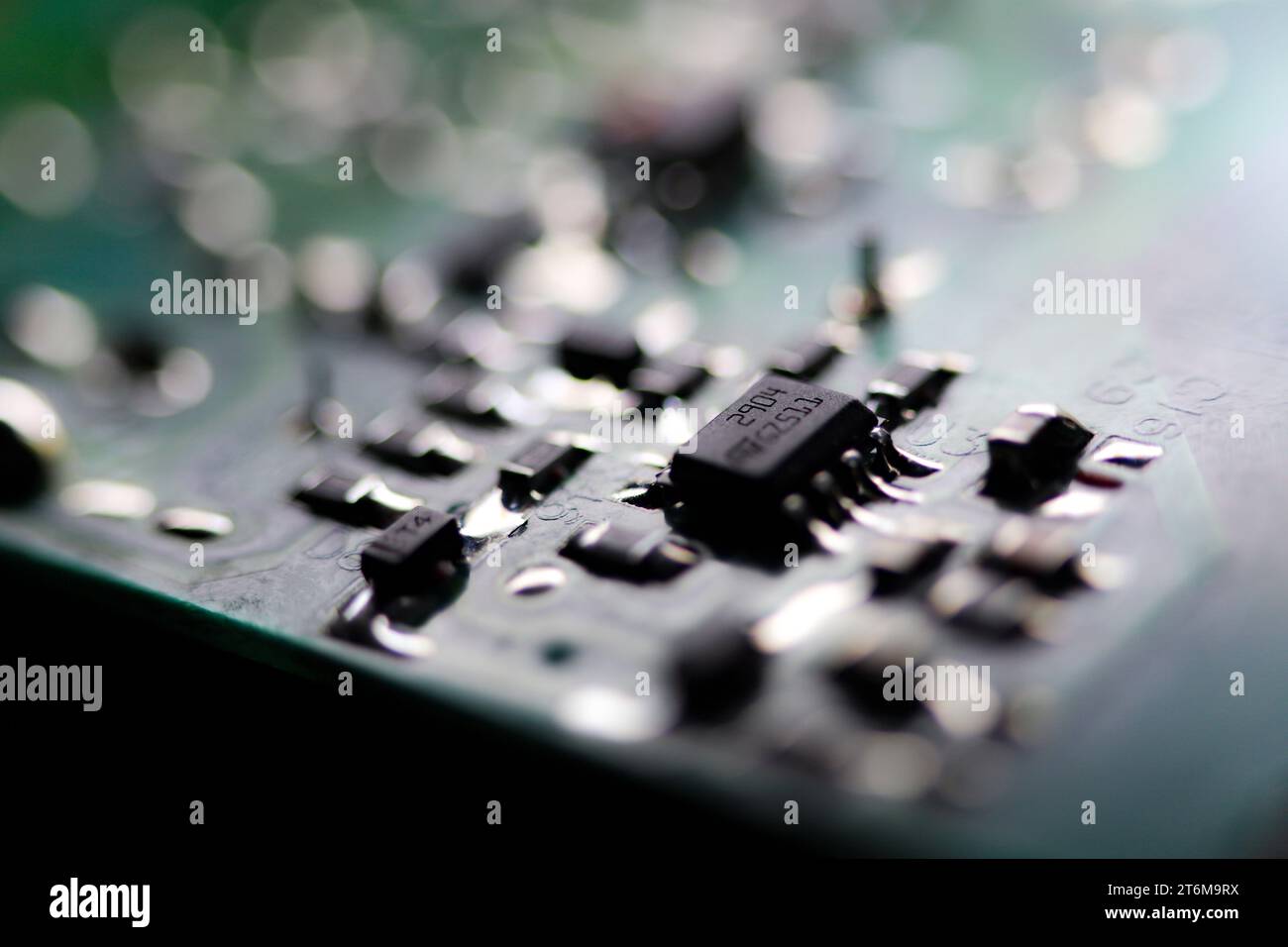 Green electronic circuit board close up. Macrophotograph Stock Photo - Alamy