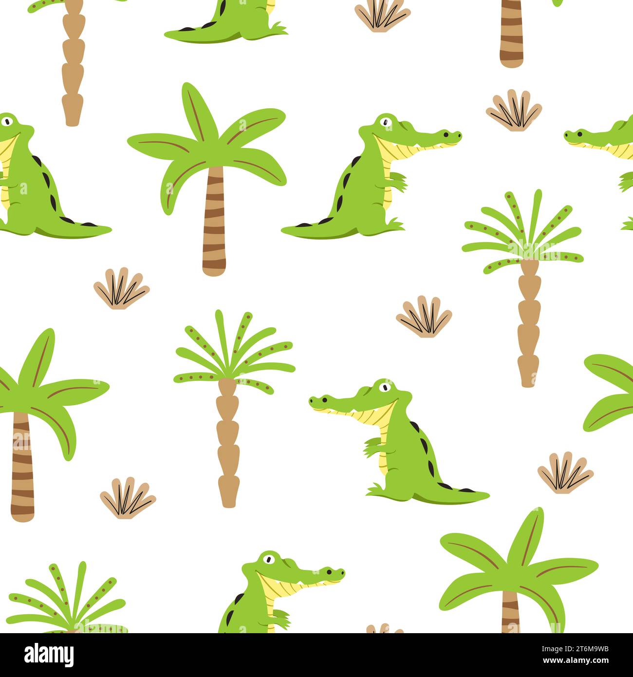 Seamless cartoon crocodiles pattern. Vector illustration with cute ...