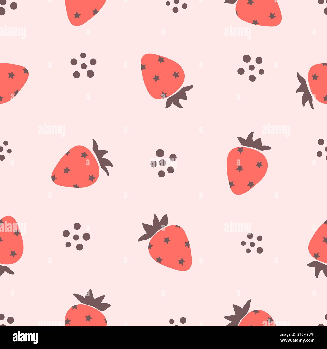 Seamless strawberry pattern. Vector summer background with red berries ...