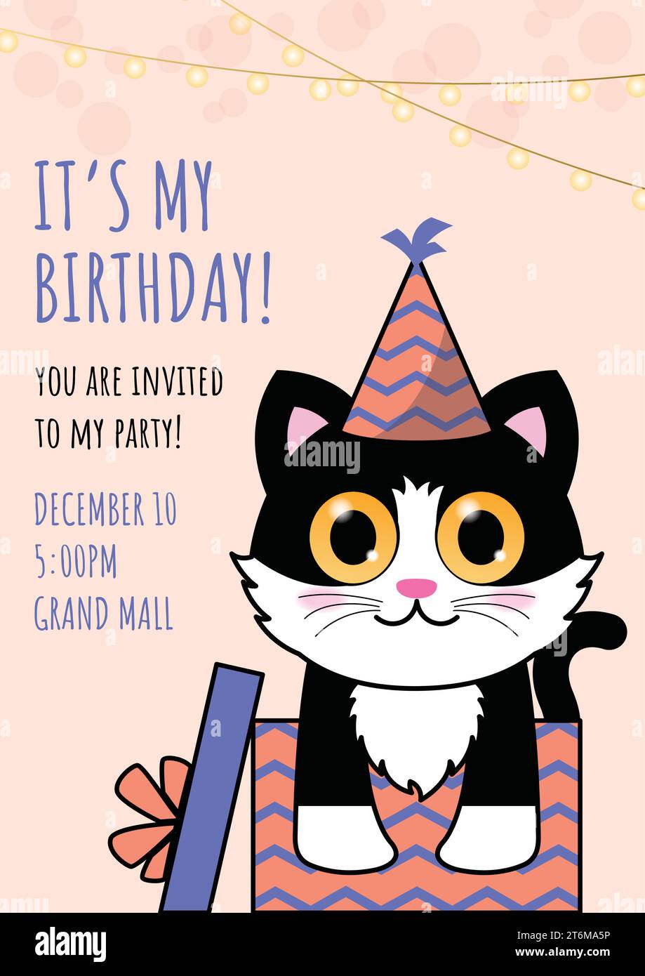 Cat Themed Invitation Card Stock Vector Image & Art - Alamy