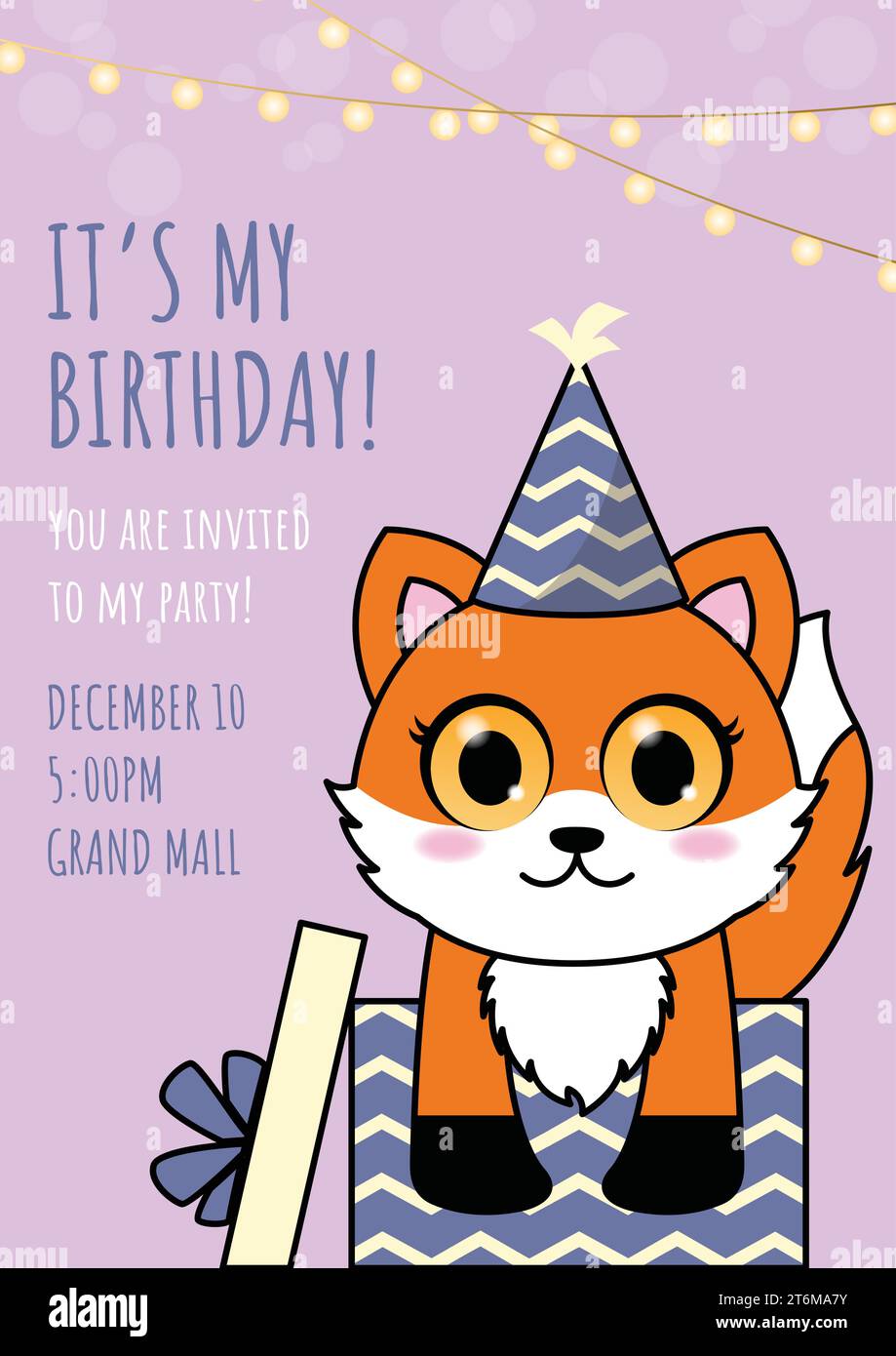 Fox Themed Invitation Card Stock Vector Image & Art - Alamy