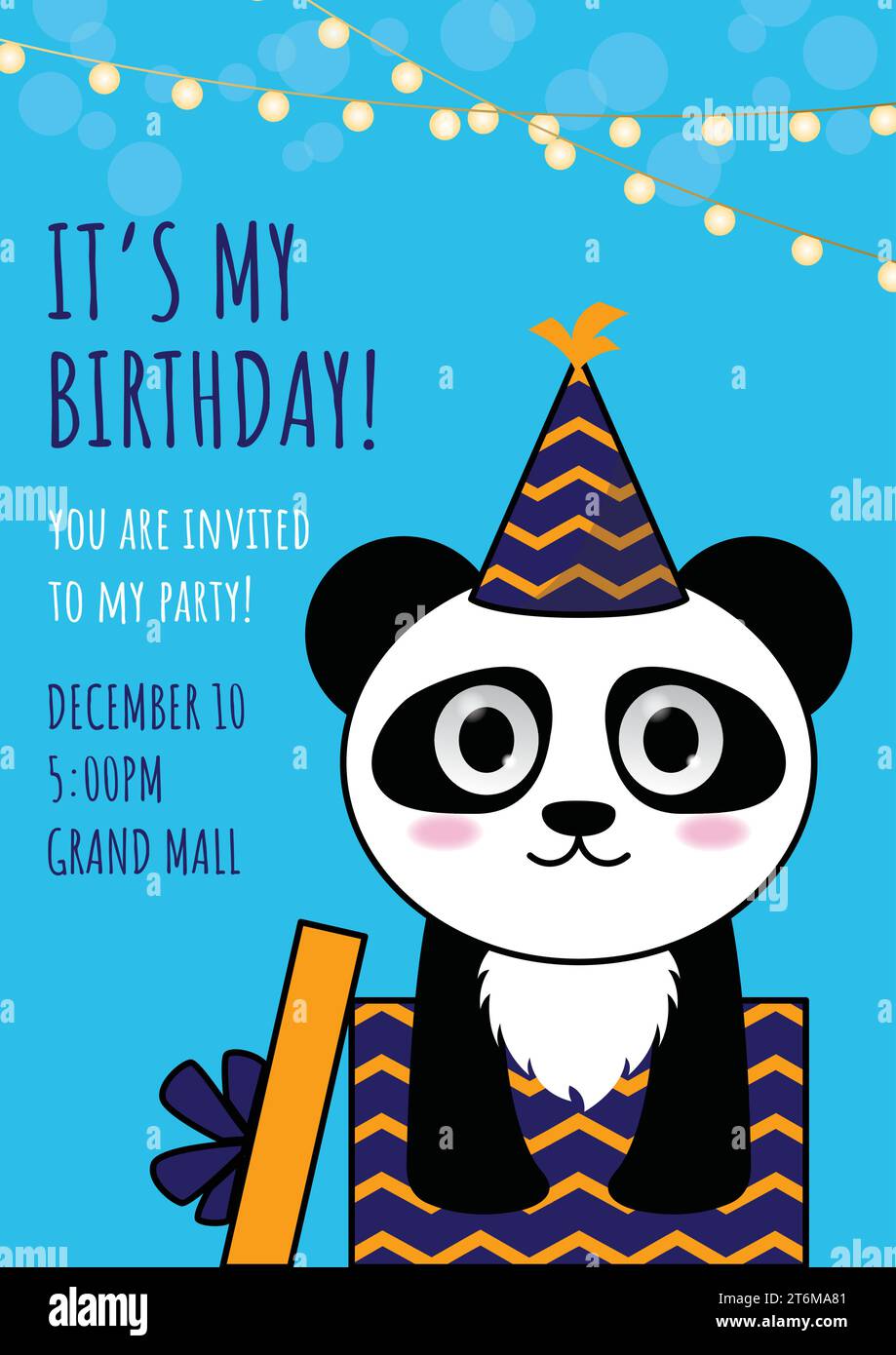 Panda Themed Invitation Card Stock Vector Image & Art - Alamy