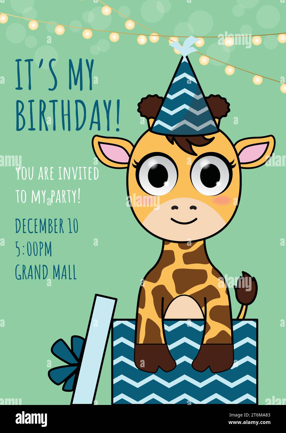 Giraffe Themed Invitation Card Stock Vector Image & Art - Alamy