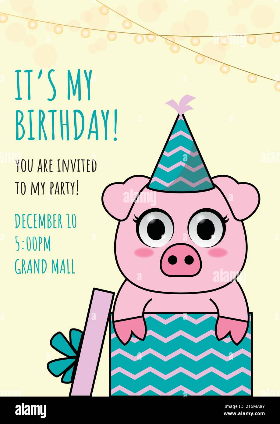 Pig Themed Invitation Card Stock Vector Image & Art - Alamy