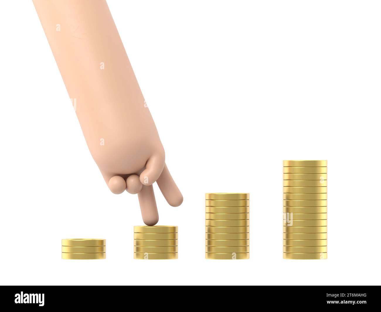 Money staircase concept. Businessman walk fingers over the stock of ...