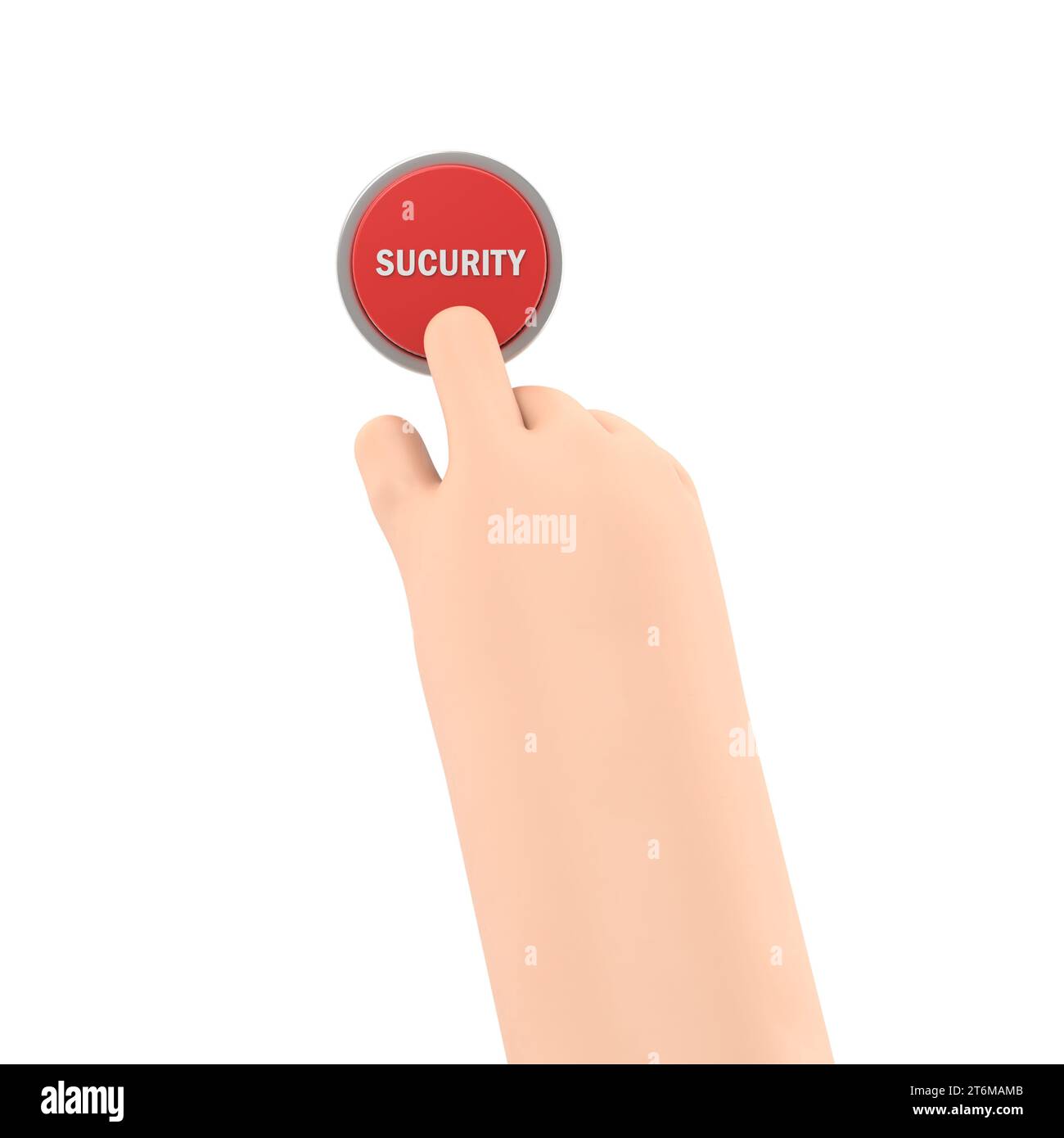 Security button. Hand pressing red button. Push finger. 3d illustration ... Security button. Hand pressing red button. Push finger. 3d illustration ...