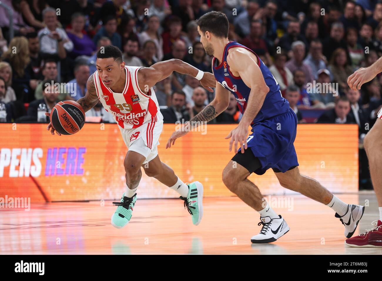 Yago Dos Santos of Crvena Zvezda Meridianbet Belgrade in action during ...