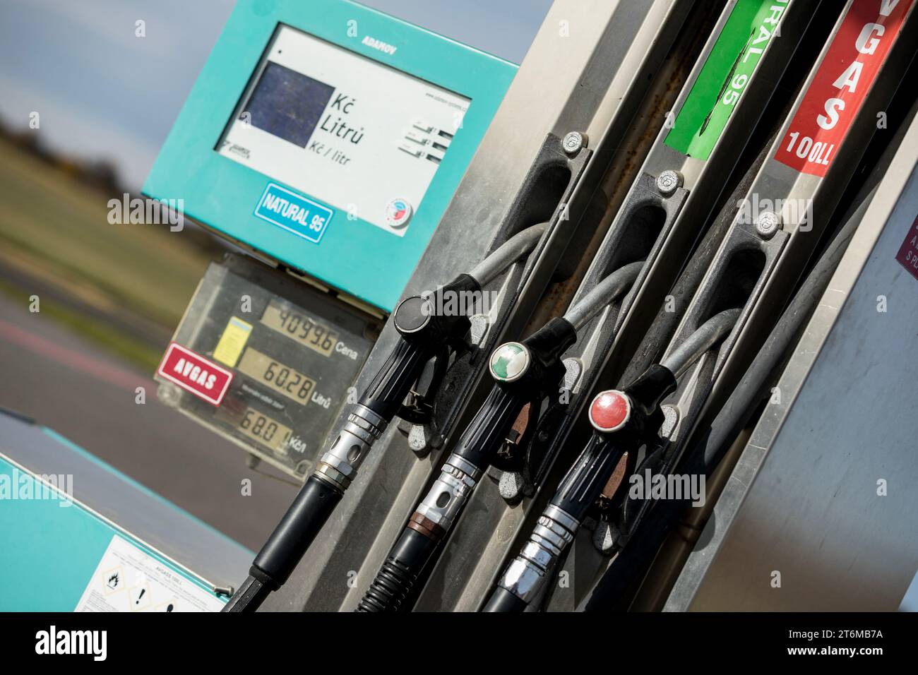 Gas station at a small private airport for private planes. Refueling ...