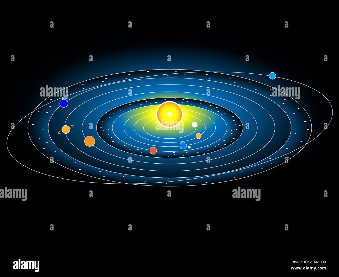 Digital illustration of Copernicus' heliocentrism Stock Photo - Alamy
