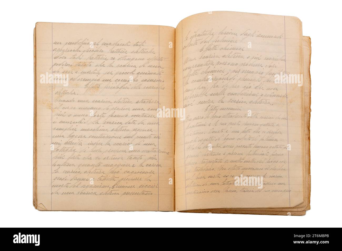 1930s ruled notebook with elegant cursive writing in pencil of Italian ...