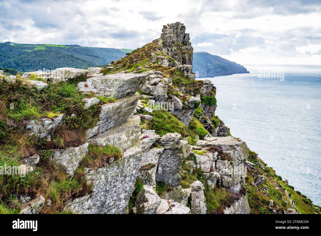 A dramatic crag overlooking the Bristol Channel at the Valley of Rocks ...