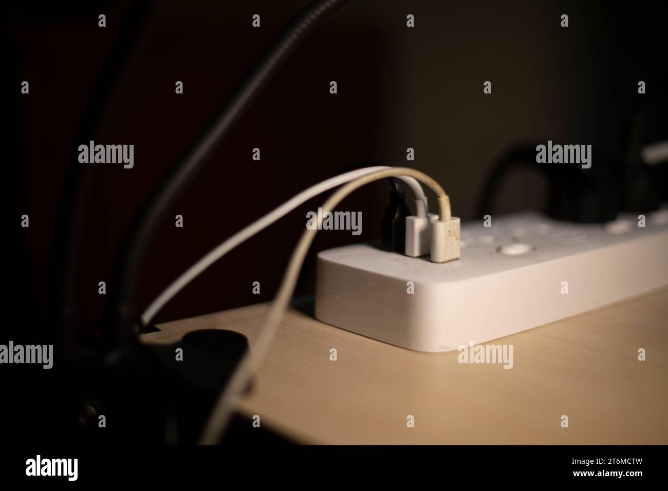 Charger. Socket for electricity. Wires in electrical network. Splitter ...