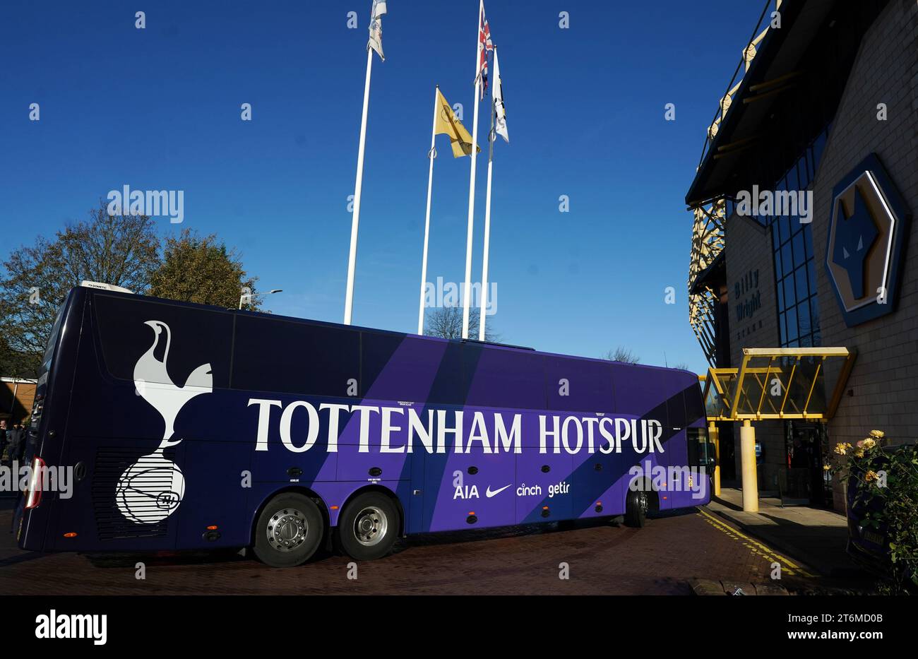 The Tottenham bus arrive before the Premier League match at the ...