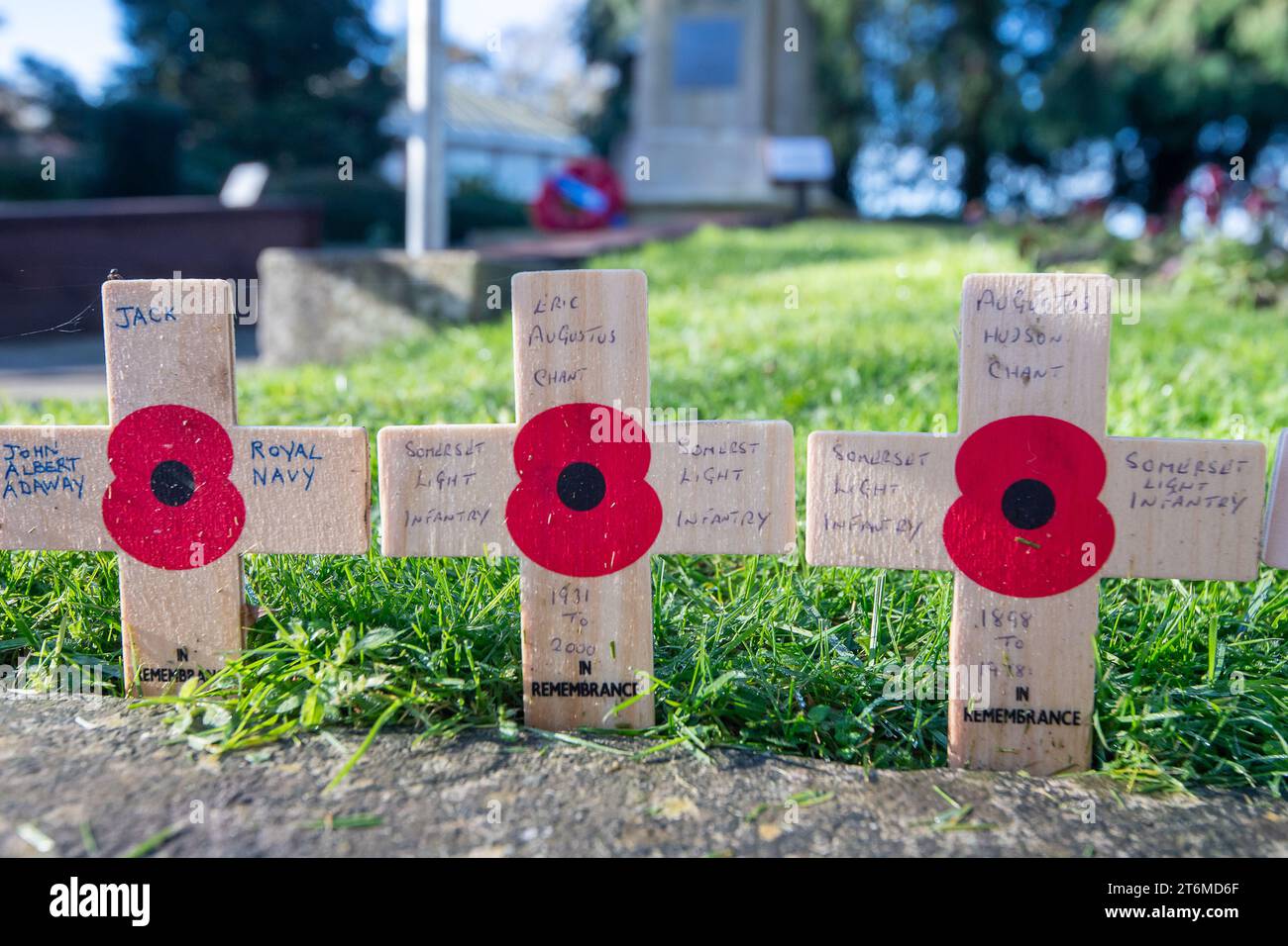 Burnham, UK. 11th November, 2023. Memorial crosses next to the War ...