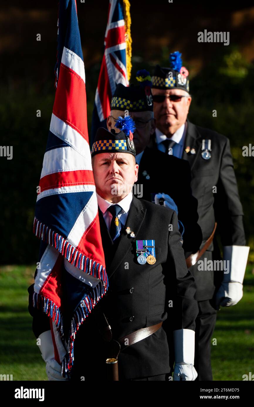 Edinburgh, Scotland, UK. 11th November, 2023. Flag bearers at the ...