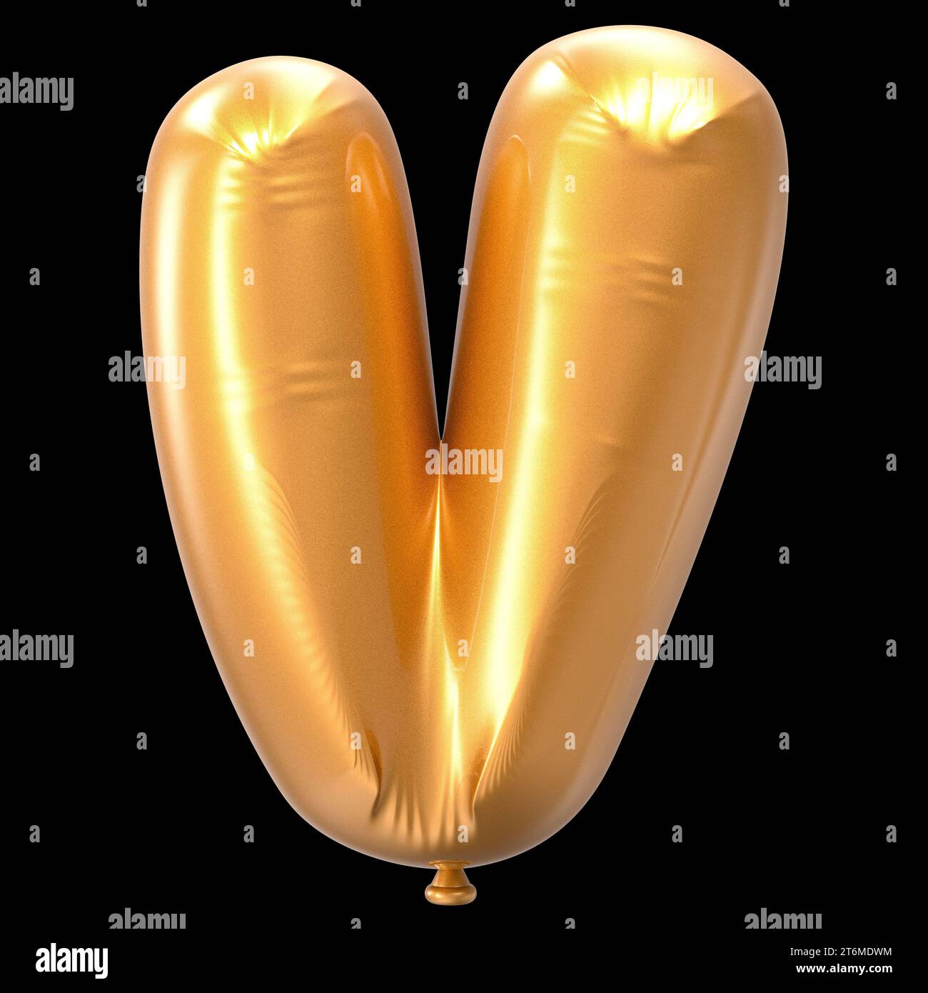 V Balloon Font Gold 3D Rendering Stock Photo - Alamy