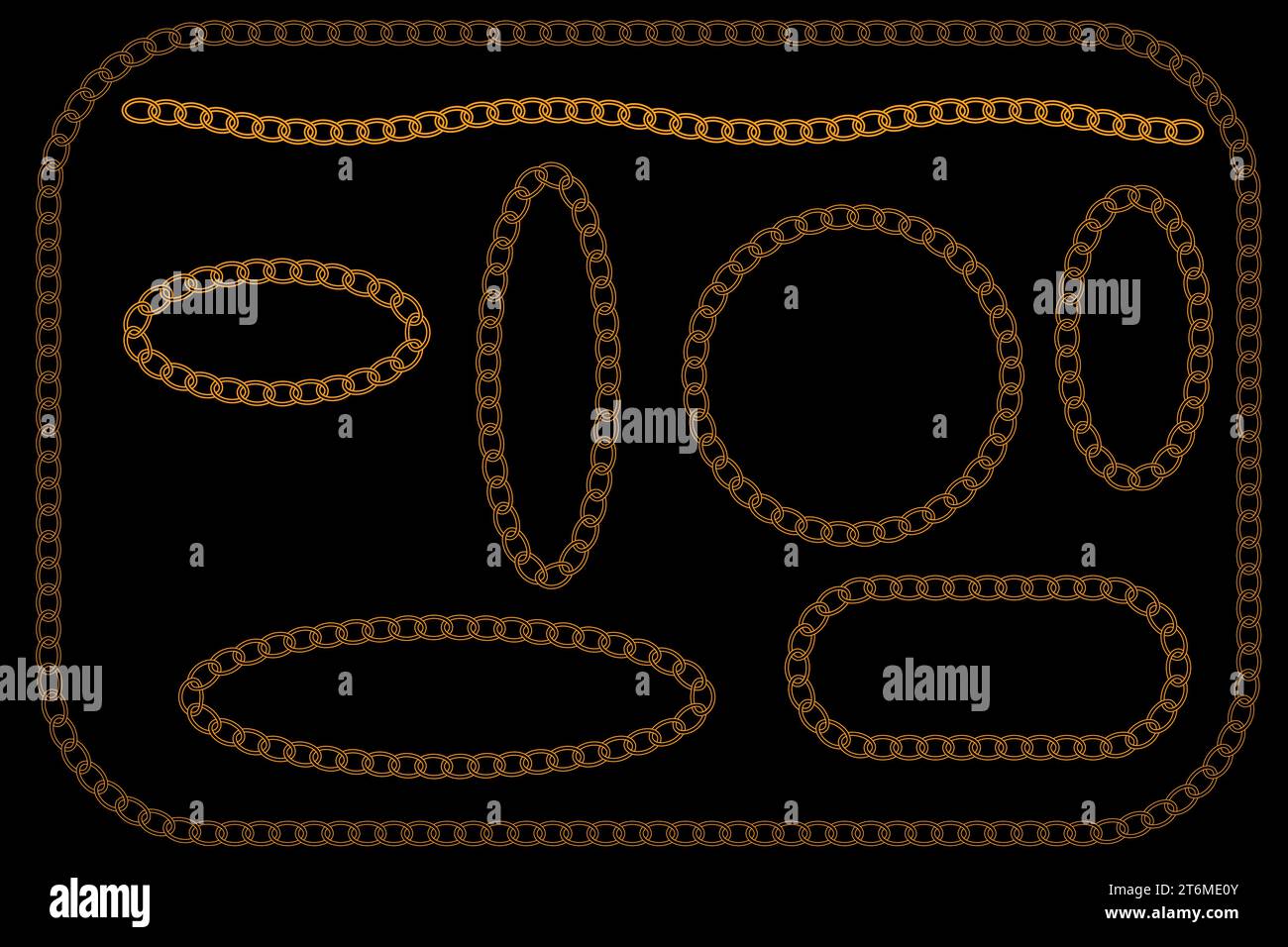 Vector illustration of chain pattern set of chains in color. decorative ...