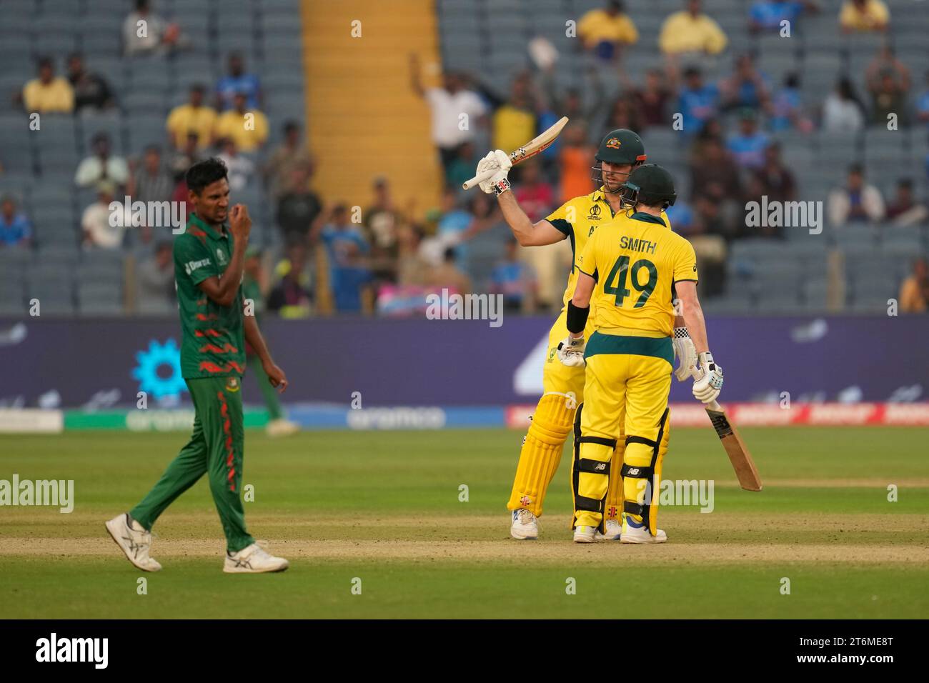 Australia's Mitchell Marsh celebrates his 150 runs during the ICC Men's ...