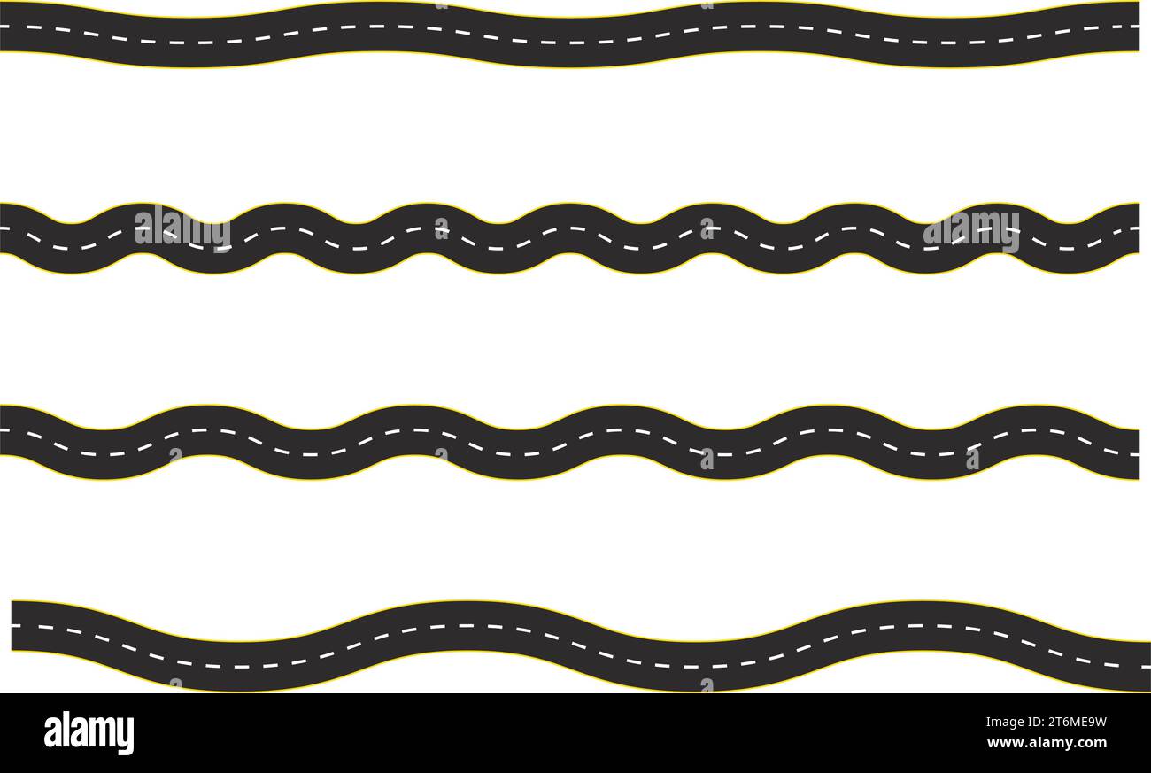 Vector black car road. Road signs. Road to the horizon in perspective ...