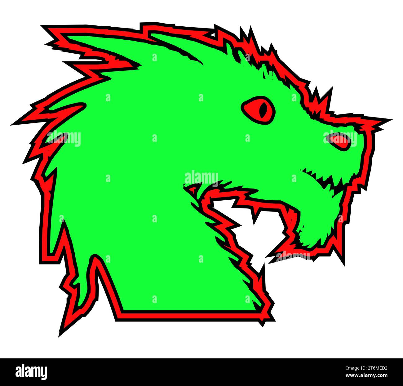 Cartoon style old ancient Welsh dragon in the colors of the flag of ...
