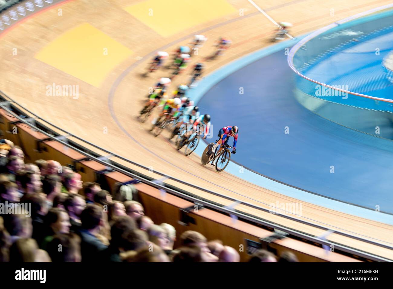 The Women Scratch race during the 2023 UCI Track Champions League at the Lee Valley VeloPark ...