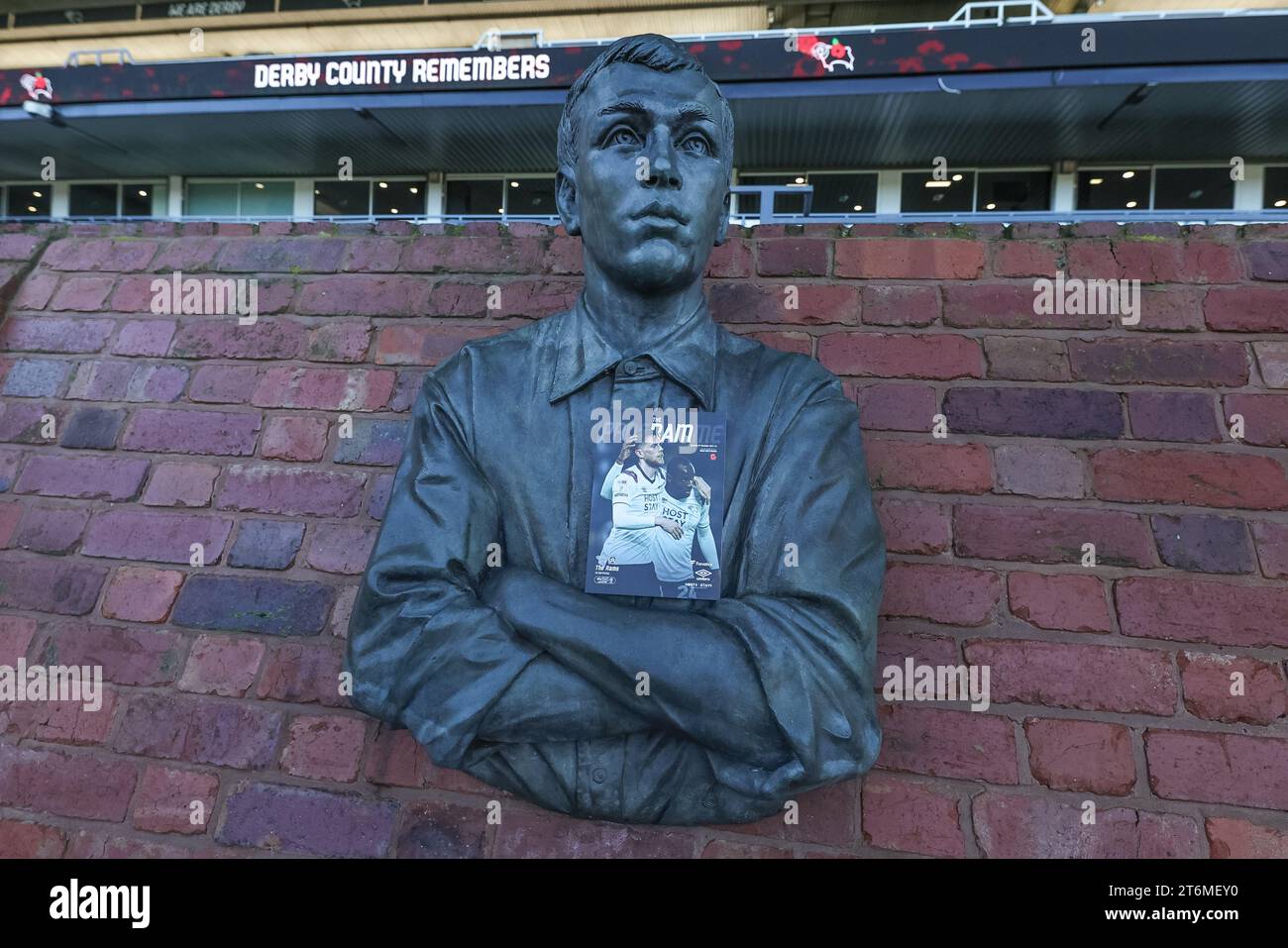 Steve Bloomer statue and todays match day program during the Sky Bet ...