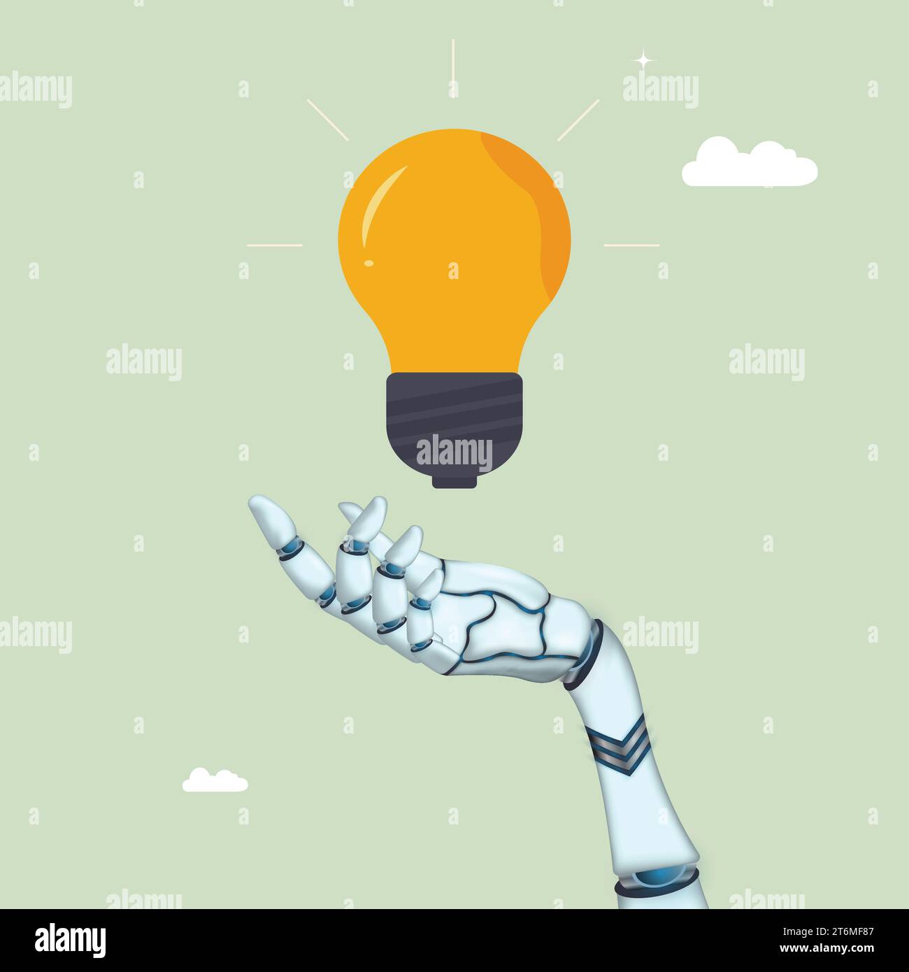 Robot rise hand and give idea, ai chat bot, chatbot answering, problem solving concept flat ...