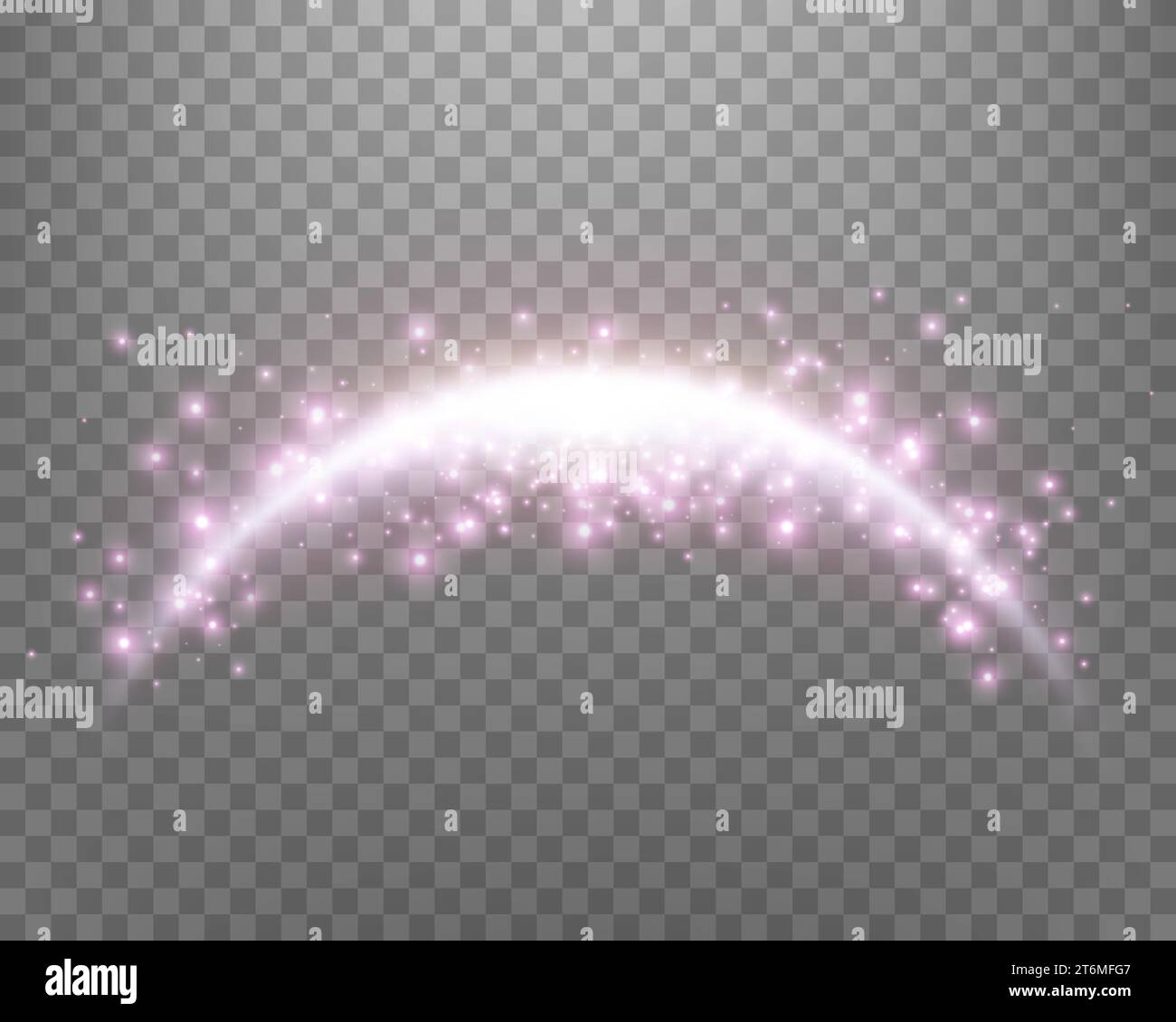Pink magic arch with glowing particles, sunlight lens flare. Neon ...