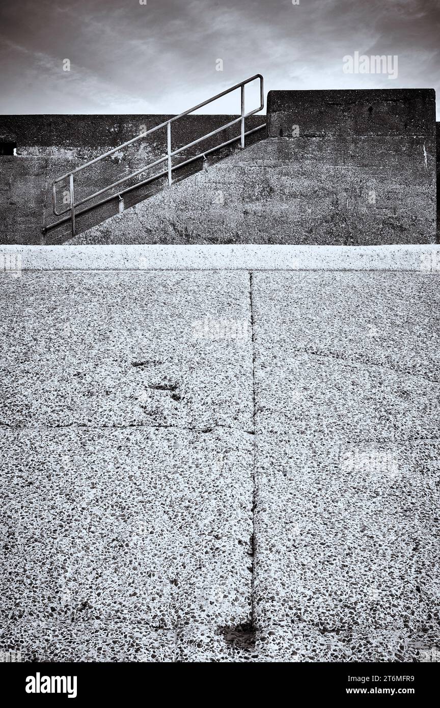 Detail of section of seawall in monochrome Stock Photo - Alamy