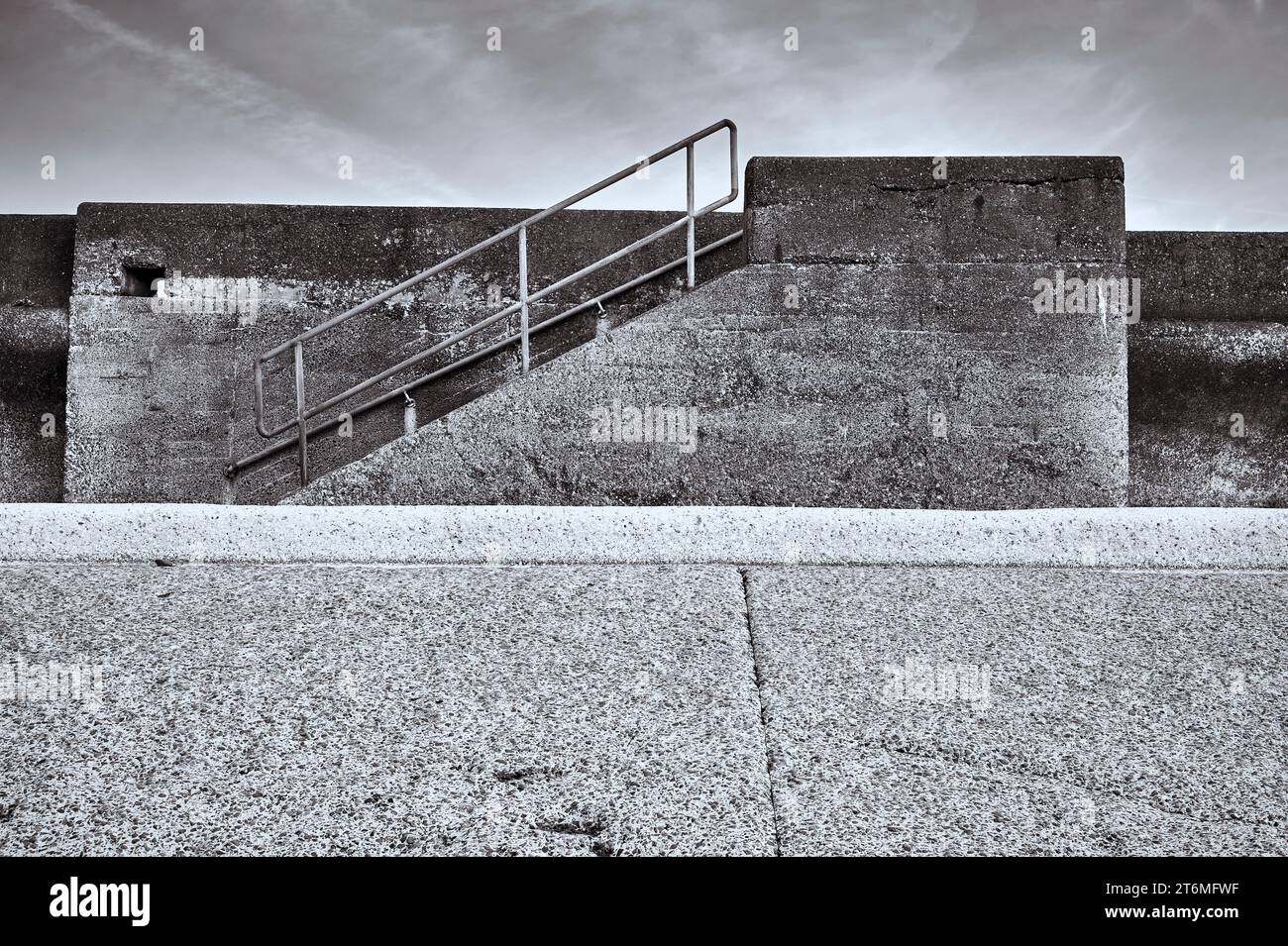 Detail of section of seawall in monochrome Stock Photo - Alamy