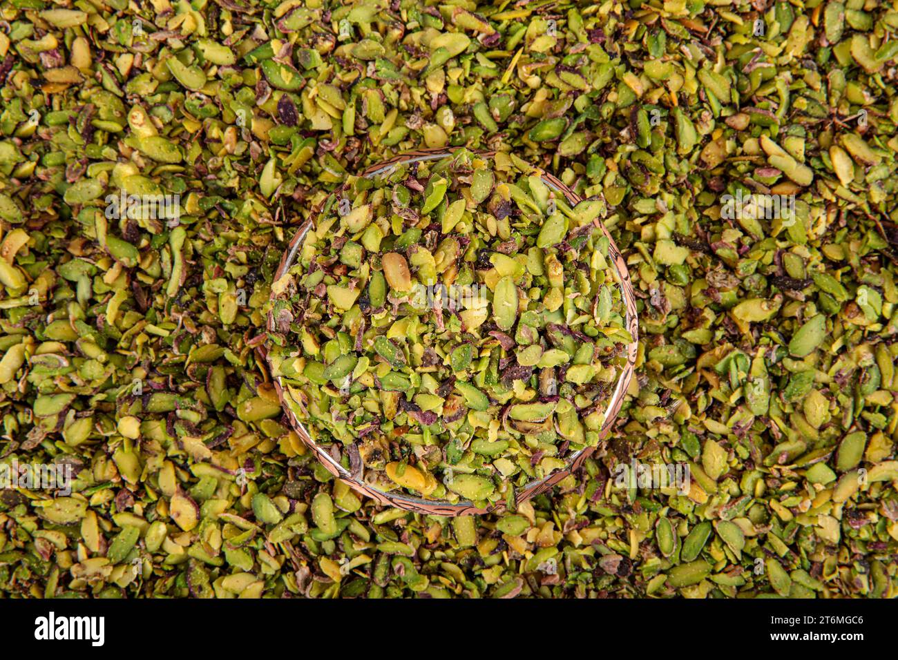 Chopped cut pistachio nuts Concept. Ground, Milled, Crushed or ...