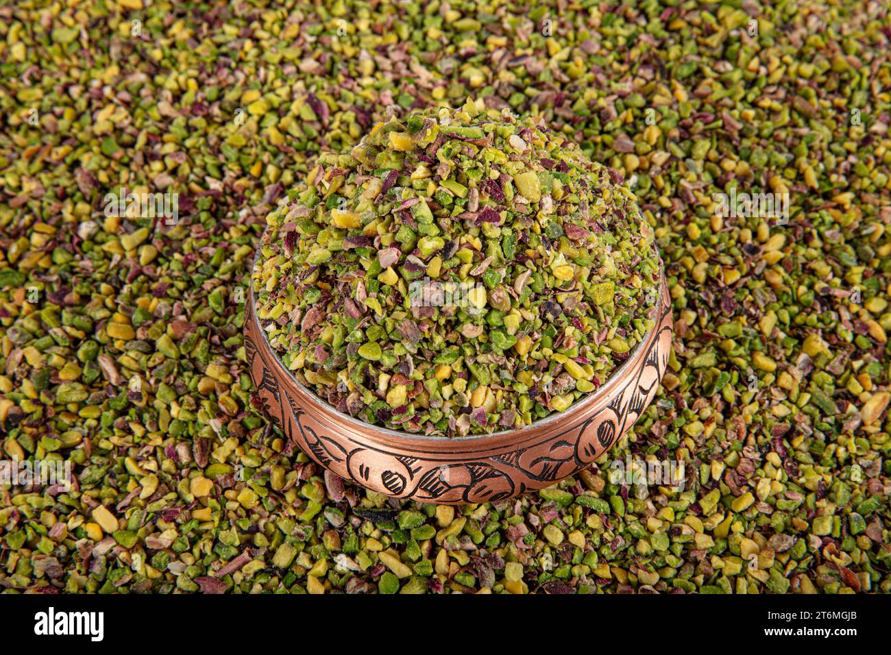 Chopped cut pistachio nuts Concept. Ground, Milled, Crushed or ...