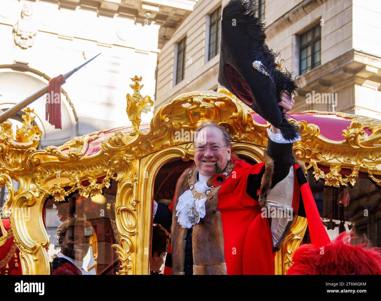 London, UK 11 Nov 2023 Michael Mainelli, the New Lord Mayor, waves to ...