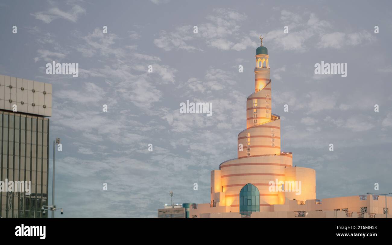 doha. qatar- november 01,2023 :qatar iconic landmark,the spiral-shaped ...