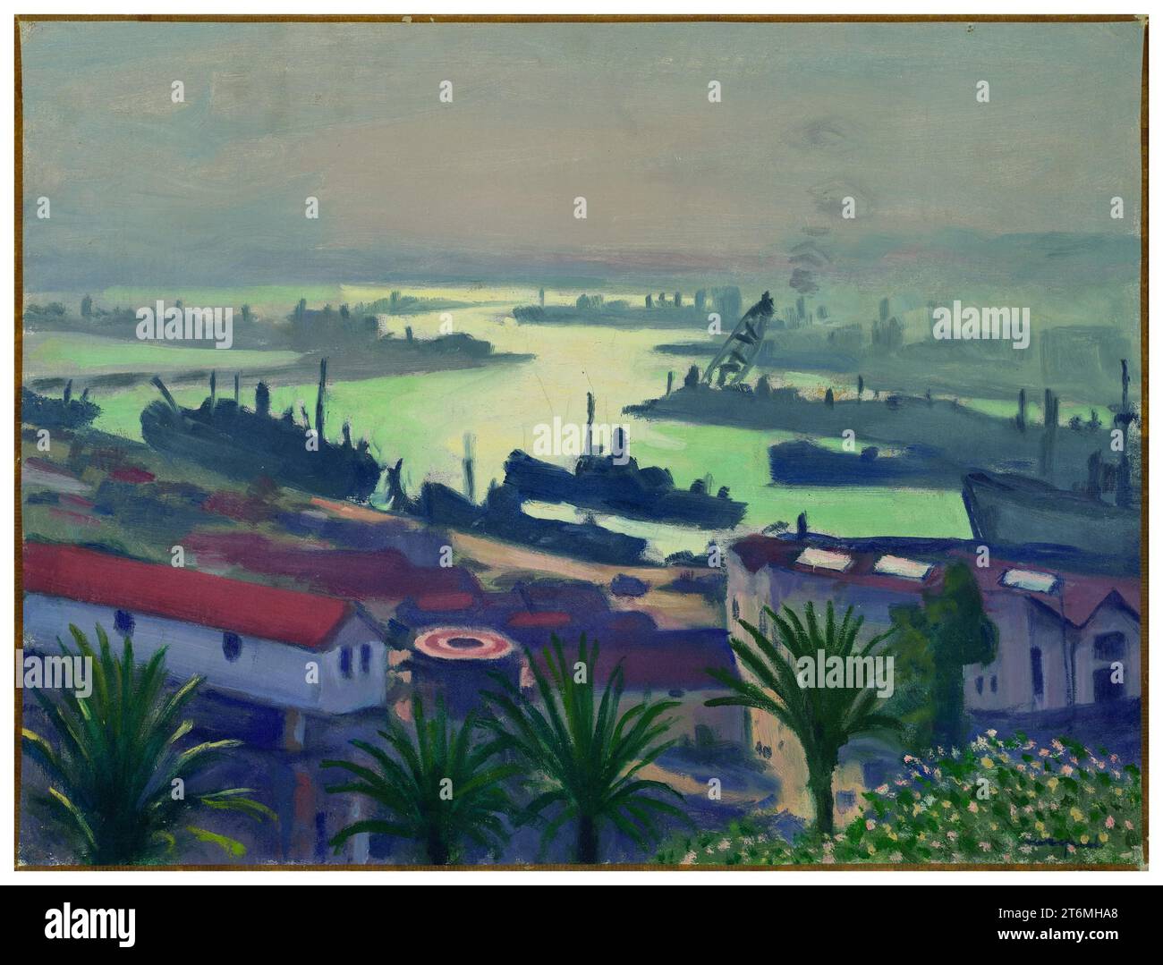 Temps sombre sur le port de Lagha Painted late 1942 or early 1943 by ...