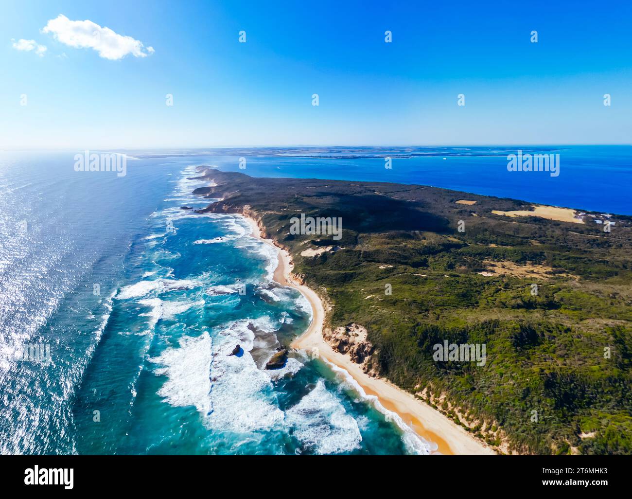 An aerial shot of Mornington Peninsula towards Point Nepean and Port ...