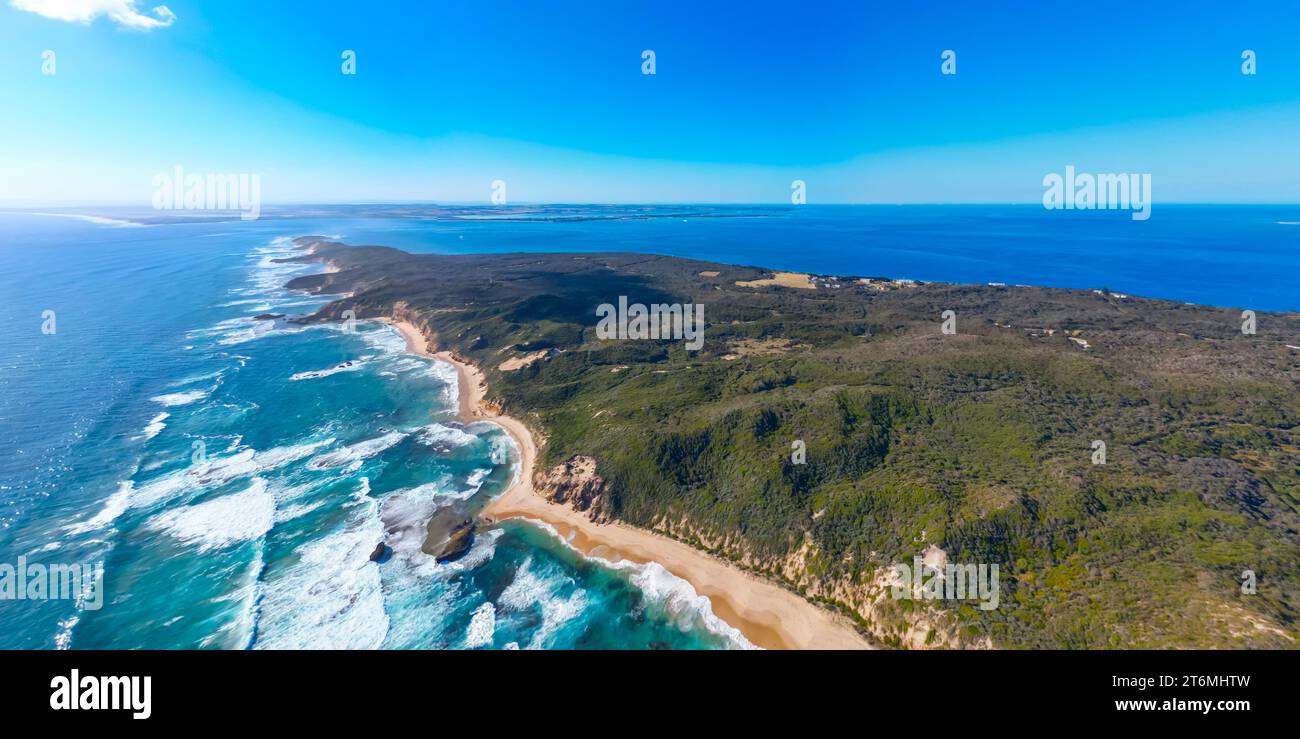 An aerial shot of Mornington Peninsula towards Point Nepean and Port ...