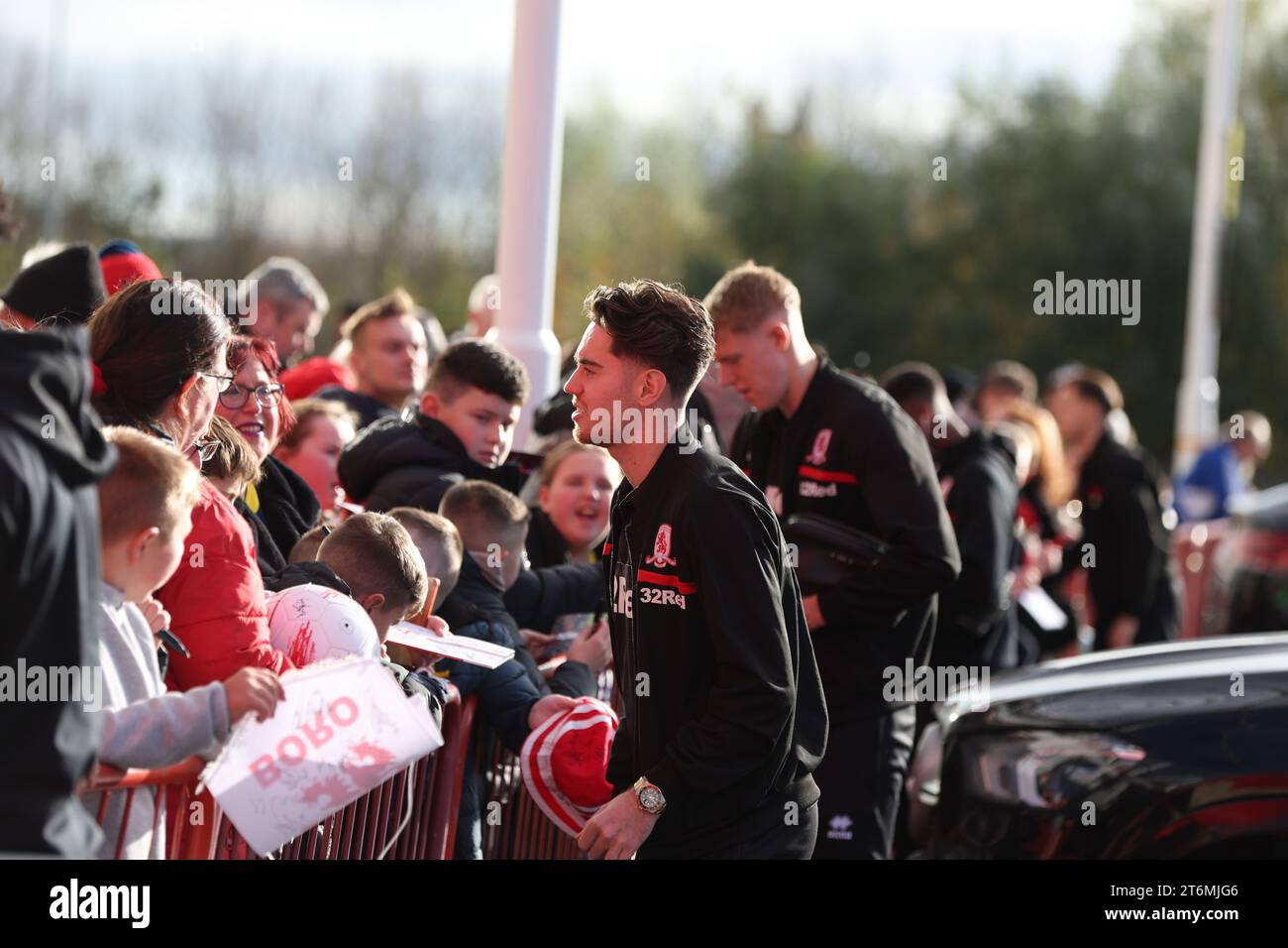 Middlesbrough players arrive ahead of the Sky Bet Championship match ...