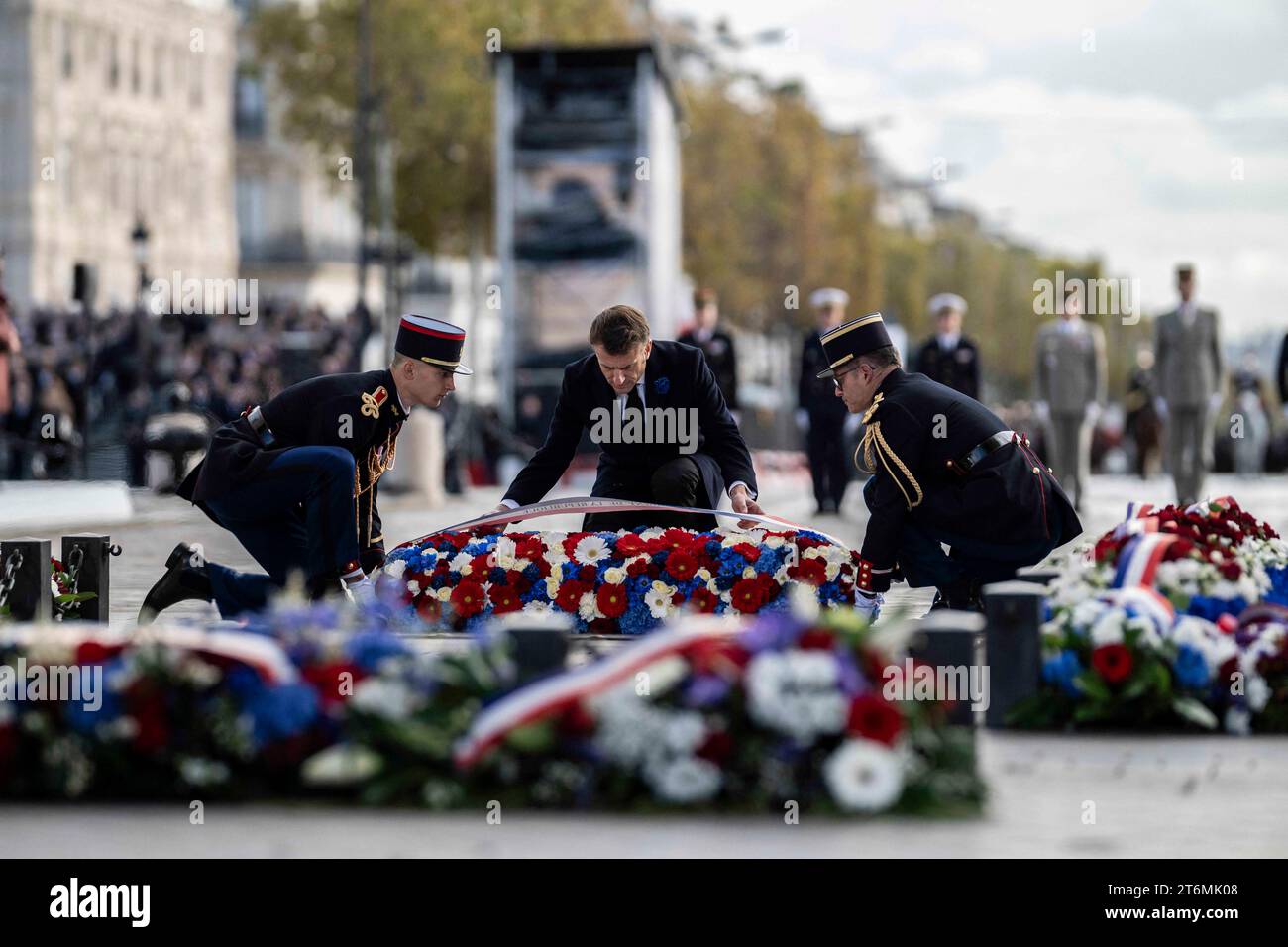 Paris, France. 11th Nov 2023. French President Emmanuel Macron takes ...