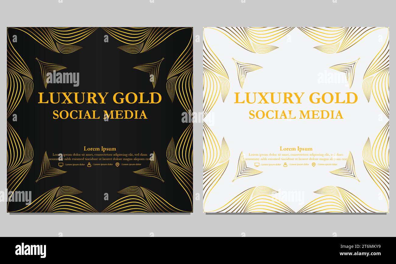 luxury black golden floral social media post template design Stock ...