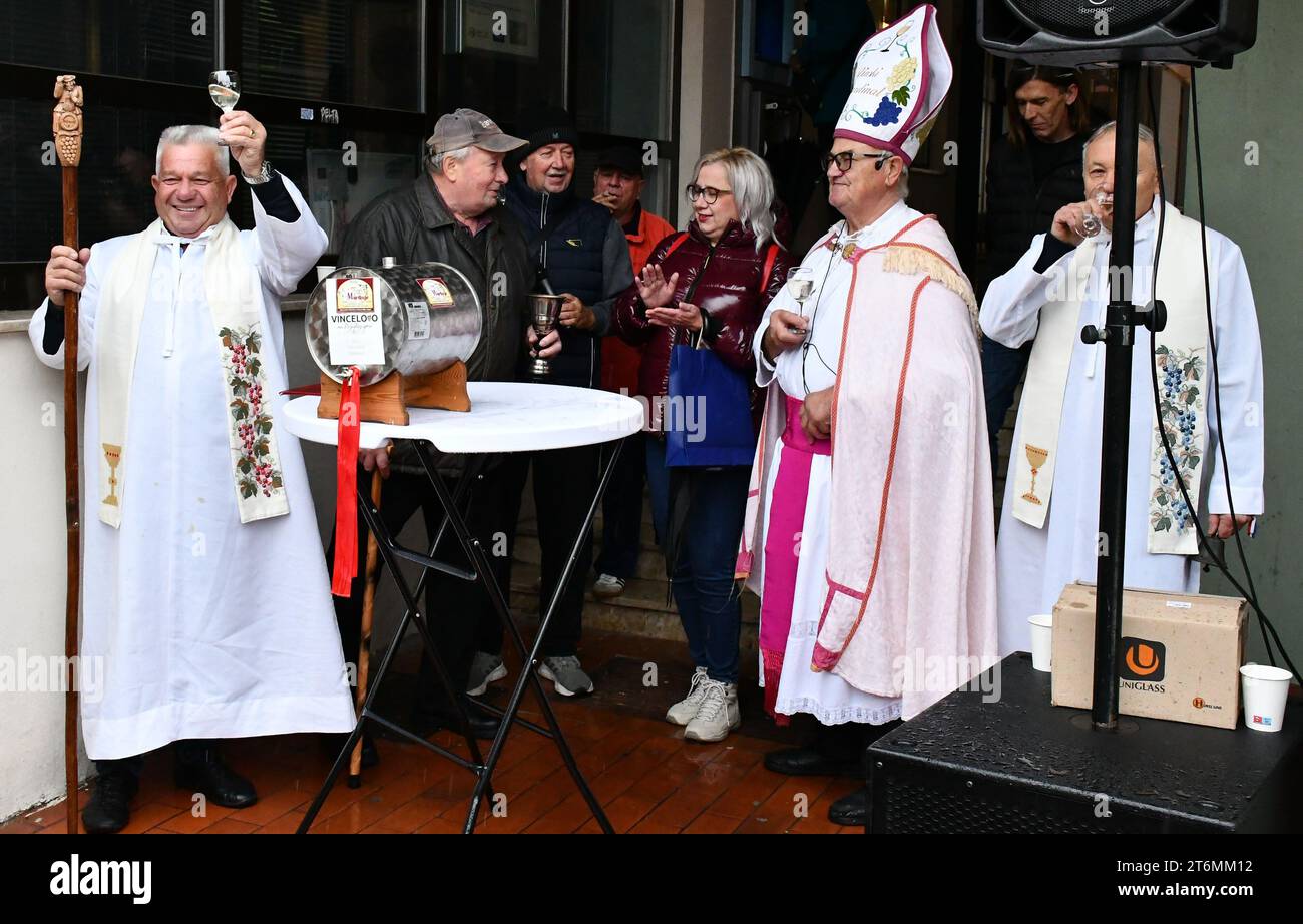 The traditional baptism of must into wine with the wine cardinal Vlado ...